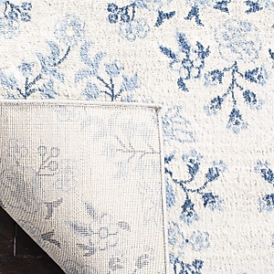 SAFAVIEH Brentwood Collection 4' x 6' Cream/Blue BNT856D Floral Shabby Chic Trellis Non-Shedding Living Room Bedroom Accent Rug