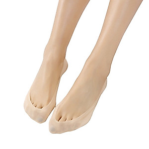 Jarseen 4 Pairs No Show Liner Socks Women's Low Cut Cotton Nylon Boat Invisible Hidden Socks Non-Slip for Flats (Shoe Size 9-11, 4Nude)