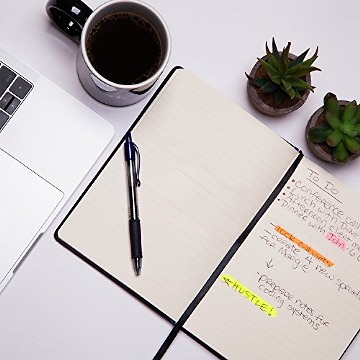 Thick Hardcover Journal Notebook - Ruled/Lined A5 (5x8 inch), Deluxe 120gsm Paper, Lays Flat for Writing, Professional Notebooks for Work, Business, Office, Executive - Men & Women - Black