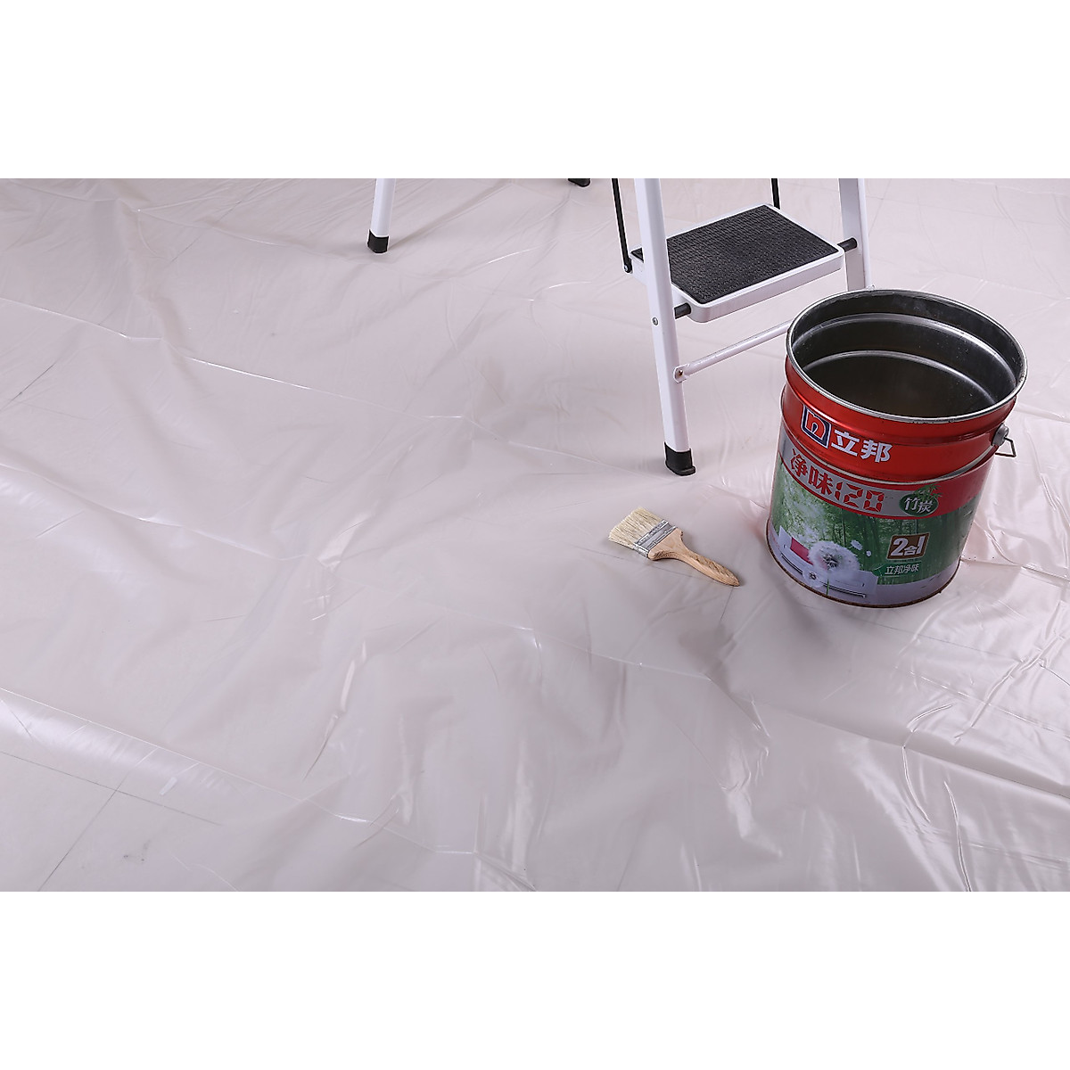 Painters Plastic Drop Cloth (12 Pack), 9x12 Feet, Plastic Tarp Dust Cover, Plastic Covers for Furniture, Plastic Drop Cloth for Painting, Painting Tarp