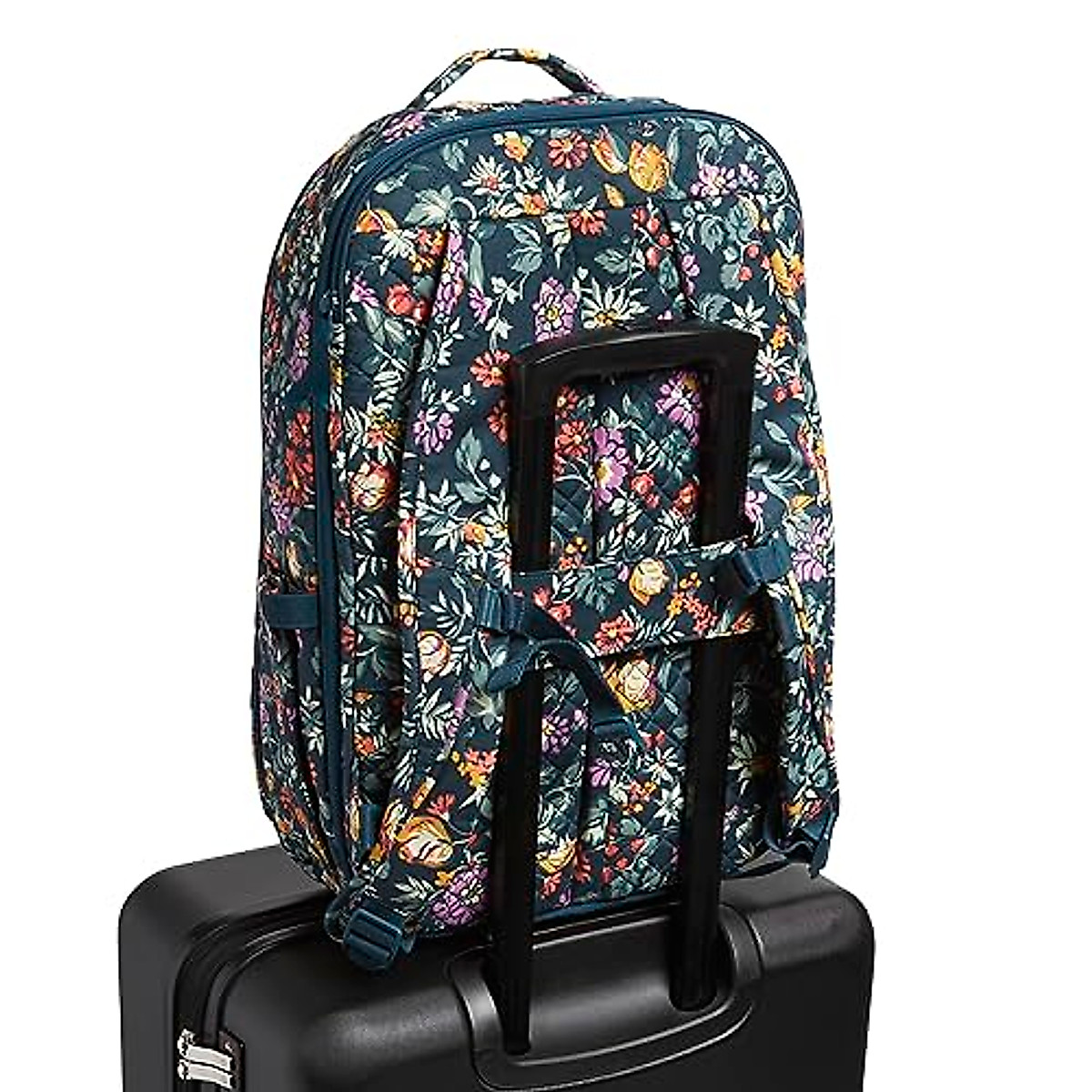 Vera Bradley Women's, Cotton Large Travel Backpack Travel Bag, Fresh-cut Floral Green, One Size