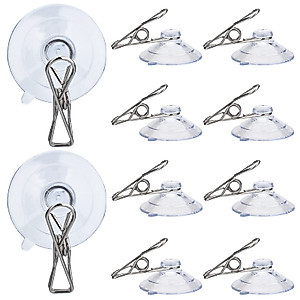 AccEncyc 24Pcs Suction Cup Clips for Windows 2" Suction Clips Clear Suction Cup Clamp Holder Suction Cup with Spring Clamps Sucker clamp Clip Window Swivel Clip with Suction Cup