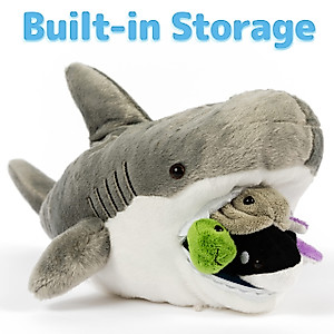 PREXTEX Plush Toy Shark Stuffed Animal with 5 Sea Animals - Shark Plush Toy with Turtle, Whale, Octopus, Stingray, Crab - Giant Stuffed Animals for Kids Aged 3 and Up - Fun Gift for Sea Animal Lovers