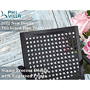 PHI VILLA Patio Swivel Dining Chairs Set of 2, Outdoor Kitchen Garden Metal Chair with Cushions, Patio Furniture Chair with Armrest, Black Frame