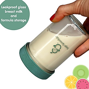 Sage Spoonfuls Glass Baby Food Containers with Lids - 9 Pack, 8 oz Glass Baby Food Jars, Freezer Storage, Durable & Leakproof, Reusable Glass Baby Food Containers, Microwave & Dishwasher Friendly