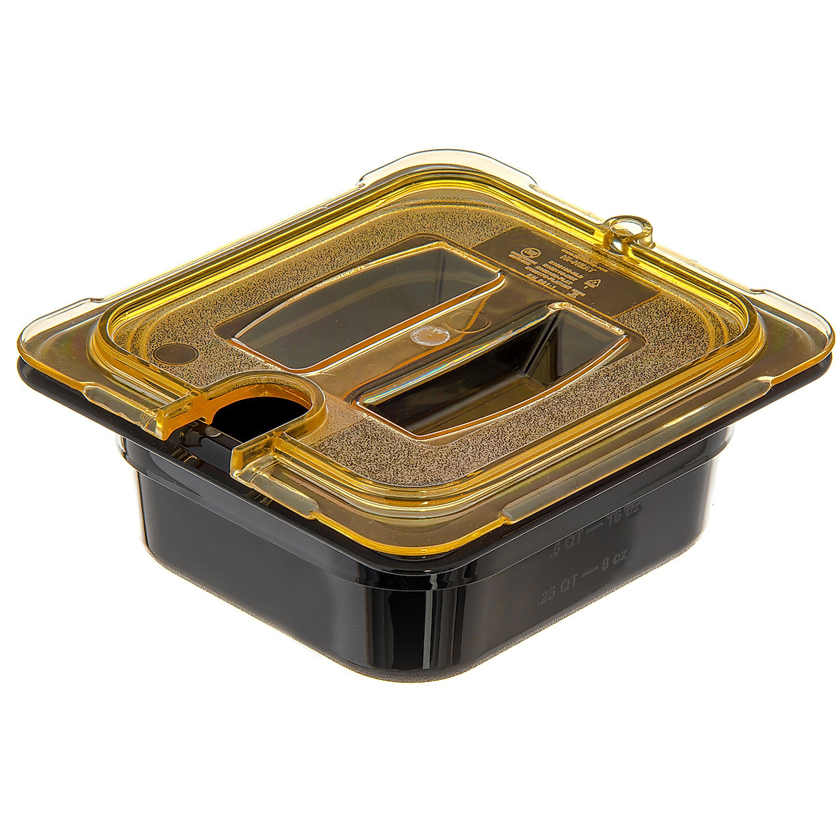 Carlisle FoodService Products 10511U13 StorPlus High Heat Universal Handled Notched Food Pan Lid, Sixth Size, Amber