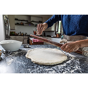 Earlywood French Rolling Pin - Tapered Wooden Rolling Pin for Baking Pizza, Pastry Dough or Pasta - Hard Wood Roller Baking Pin Made in USA, By Earlywood -Jatoba, Maple, Mexican Ebony,Multicolor