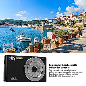 4K HD Camera, 16x Digital Zoom, Plastic Body, Builtin Fill Light, 44 MP for Recording (Black)