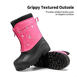 DREAM PAIRS Boys Girls Waterproof Winter Snow Boots,Size 2 Little Kid,Fuchsia/Multi,KSTAR