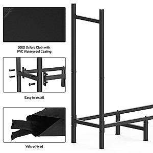 NORCEESAN Outdoor Firewood Rack Holder Heavy Duty Log Holder Wood Storage Rack with Cover 5.3Ft Wood Holder for Fireplace Indoor Firewood Storage with Oxford Fabric Cover, Metal
