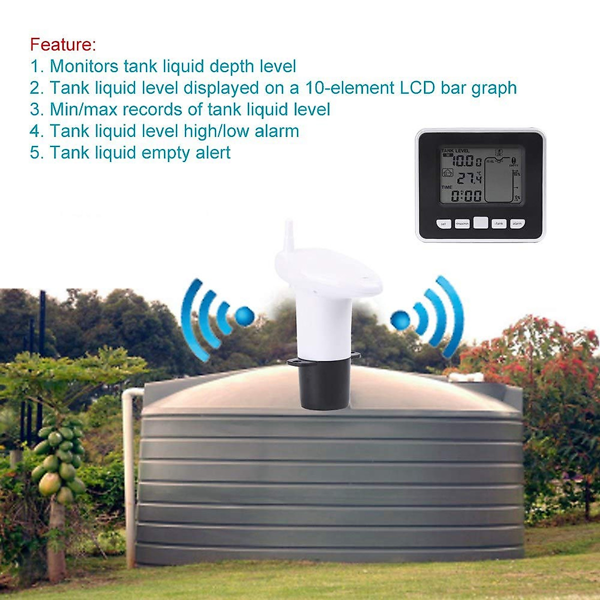 Ultrasonic Liquid Depth Level Meter Water Level Temperature Sensor