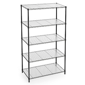 Dolonm 5-Tier Storage Shelves Wire Shelving Unit, 1750 LBS NSF Height Adjustable Shelves Organizer, 16" L x 36" W x 72" H, Heavy Duty Metal Garage Shelving for Restaurant, Kitchen, Laundry, Black