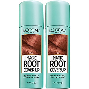 L'Oreal Paris Root Cover Up Temporary Gray Concealer Spray, Hair Color Spray with Filling & Thickening Coverage, Red, Pack of 2, Packaging May Vary