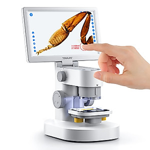 TOMLOV DM301 Biological Kids Microscope 1200X with 9'' IPS Touchscreen, Meaure and Edit, 1080P Triple Camera, Slides Set, STEM Digital Microscope for Home Education, Windows Mac Compatible
