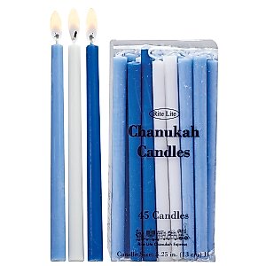 Rite Lite Deluxe Chanukah Candles - Assorted Blue, Light Blue & White 45 Hanukkah Menorah Candles