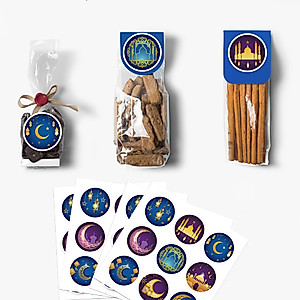 Blue Purple Ramadan Stickers 180 Pcs Ramadan Blue Purple Round Sticker Kit Blue Purple Ramadan Decoration Ramadan Party Supplies Favors