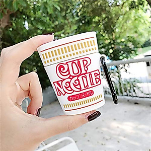 Oqplog for AirPods 2&1 Case, Protective Soft Silicone Cartoon Cute Fun Fashion Cover for Girls Teens Kids Air Pods, Stylish Cool Shockproof Design Skin Accessories Cases for Airpod 1/2 - Noodle Cup