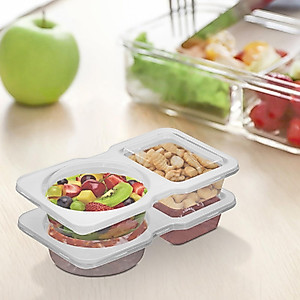 UVHJW 20 Sets Reusable Snack Container, Condiment Containers with Lid, 2 compartments Dipping Container for Refrige, Portion Control Containers, Takeaway Sauce Dip Case for Outdoor