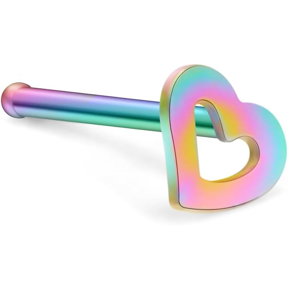 Ruifan 20G 18G Surgical Steel Heart Nose Stud Rings Bone Pin Piercing Jewelry 3-6PCS