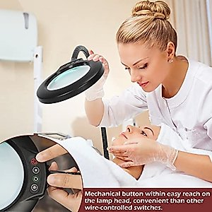 Veemagni 5X Stand Magnifying Glass with Light, 24" Flexible Gooseneck 5 Color Modes Stepless Dimmable Magnifying Floor Lamp, 3-in-1 Adjustable Lighted Magnifier Hands Free for Close Work, Esthetican