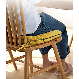 Yellow Thick Dining Chair Cushion with Ties Kitchen Seat Cushion Rocking U-Shaped Superior Breathable Comfort and Softness Cushion (2)