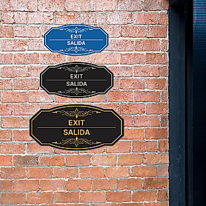 Signs ByLITA Victorian Exit/Salida Bilingual Sign (Brushed Gold) - Large
