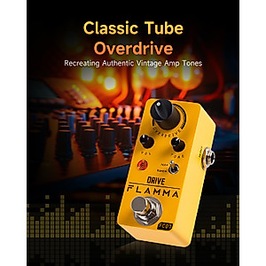 FLAMMA FC07 Overdrive Pedal Vintage Overdrive Effect Warm/Hot Modes, Mini Analog Overdrive Guitar Pedal Electric Guitar Effects Pedal, True Bypass