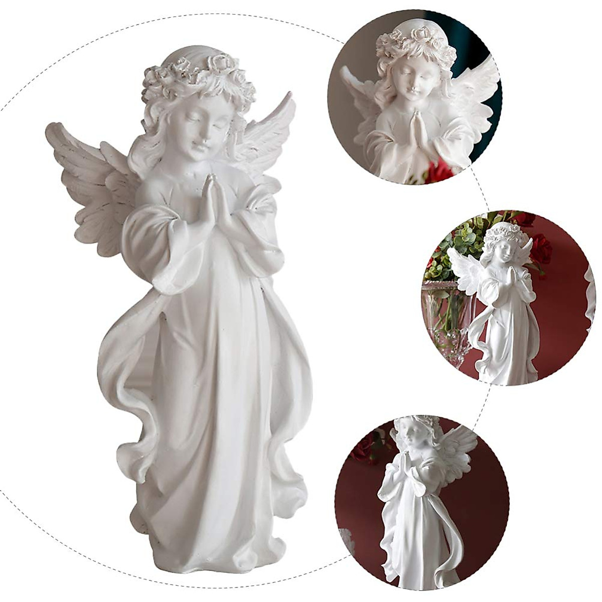 BESTOYARD 1 Pc Angel Ornaments European Ornaments Figurines De Bautizo para Niño Dining Room Table Decor Desktop Adornment House Ornaments Little Girl Statue Resin White Delicate Baby Model