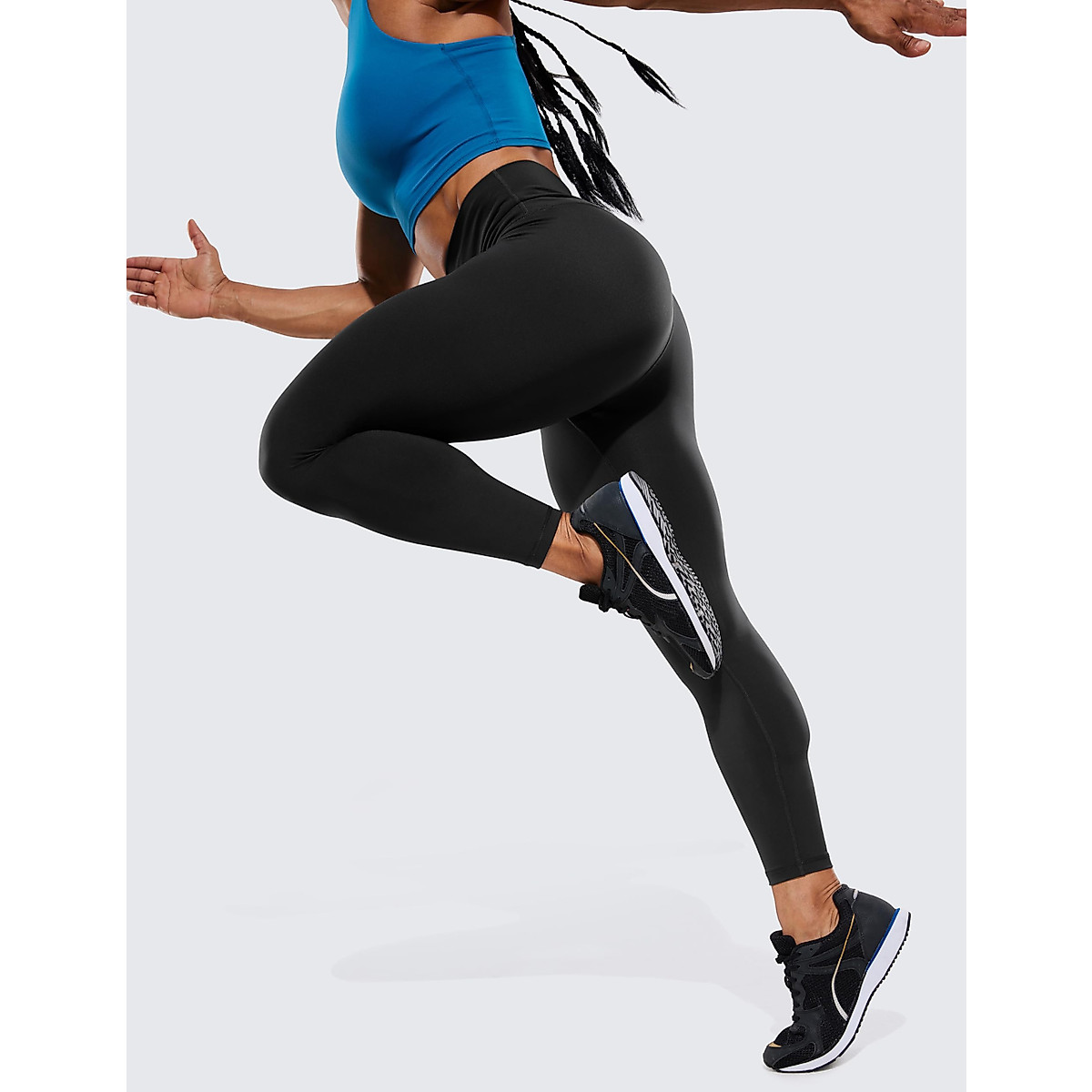 CRZ YOGA Women's Hugged Feeling Compression Leggings 25 Inches - Thick High Waisted Tummy Control Workout Pants Tights Black Small