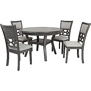 New Classic Furniture Mitchell 5-Piece Dining Set with 1 Table and 4 Chairs, Gray