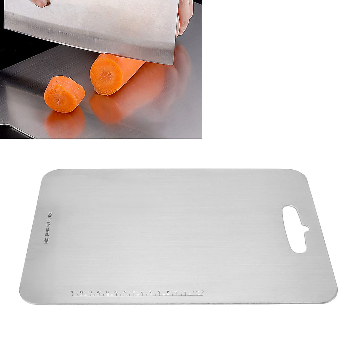 Cutting Board, 304 Stainless Steel Double Sided Cutting Chopping Boards Baking Board Heavy Duty Pastry Board for Kitchen Meat Vegetables Bread Cutting Mats(M)