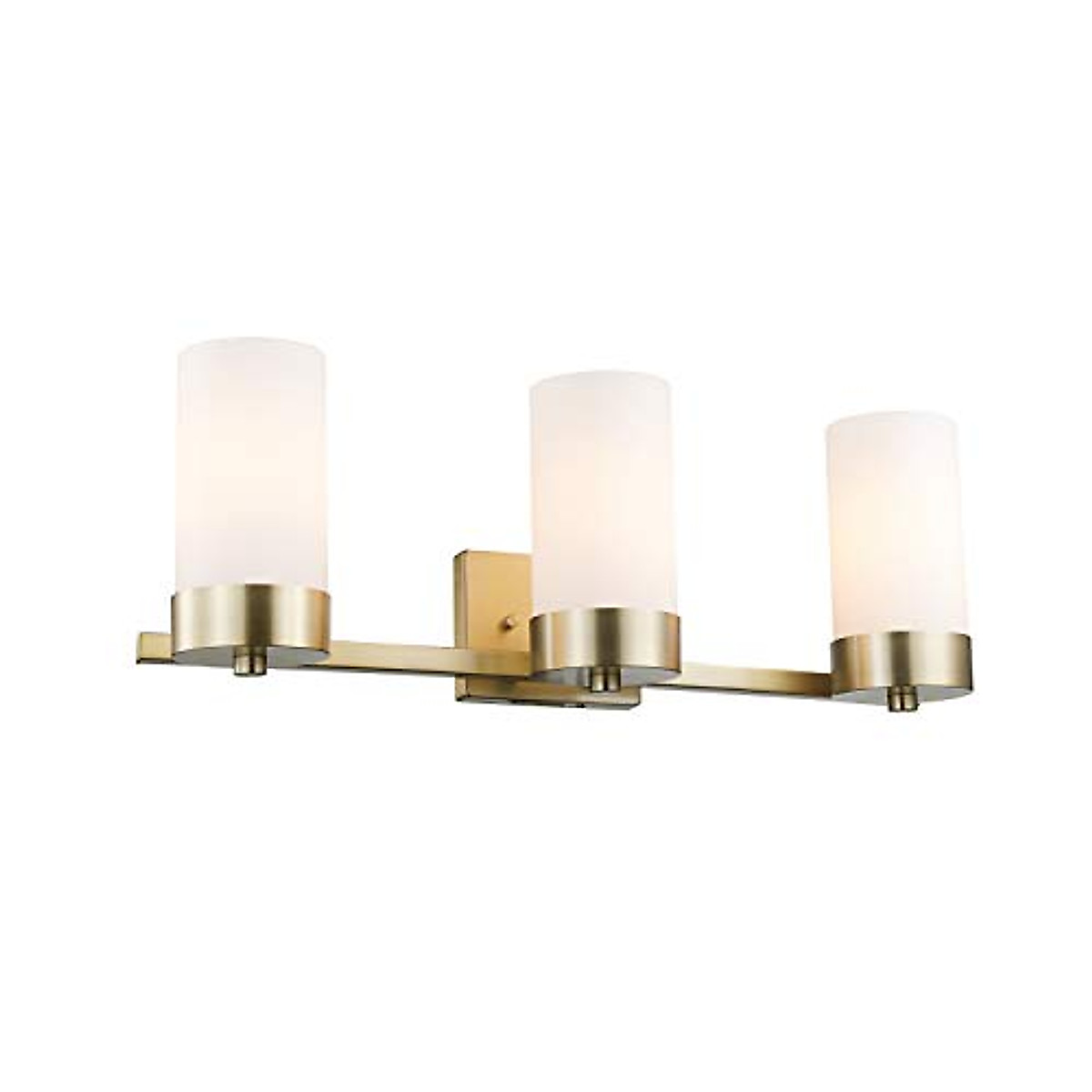 Globe Electric 51616 Marcie 3-Light Vanity Light, Matte Brass, Frosted Glass Shades
