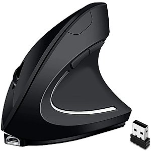 shoplease Rechargeable Wireless Vertical Mouse, 2.4G Wireless Ergonomic Optical Mouse with 3 Adjustable 800/1200 /1600 DPI, Suitable for Big Hands