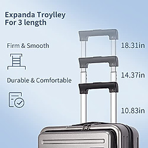 TydeCkare Luggage Sets 3 Piece (20/24/28) ABS+PC Suitcase Hardshell Lightweight Carry Ons with TSA Lock & Spinner Silent Wheels, Convenient for Trips, Gray