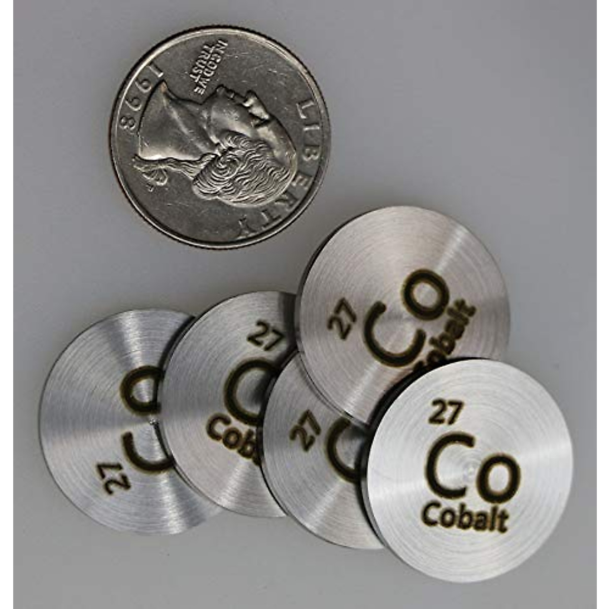 Cobalt (Co) 24.26mm Metal Disc with Acrylic Case for Collection or Experiments