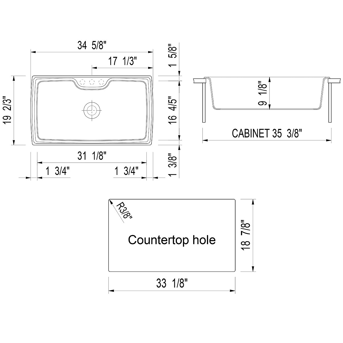 ALFI brand AB3520DI-T Kitchen Sink, Titanium