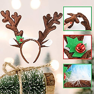 HANSGO Reindeer Antlers Headband, 2PCS Deer Antlers Headband with Bells Cute Christmas Reindeer Ears Headband