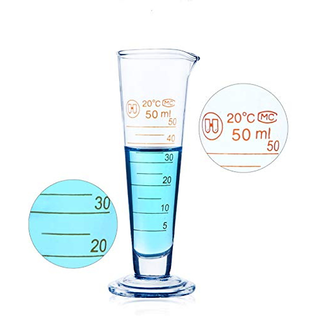 Professional Lab Graduated Measuring Cup Glass Conical Beaker with Spout 5ml Lab Measuring Glass Boro 3.3 Heat Resistant Thicken Glassware (5ml)