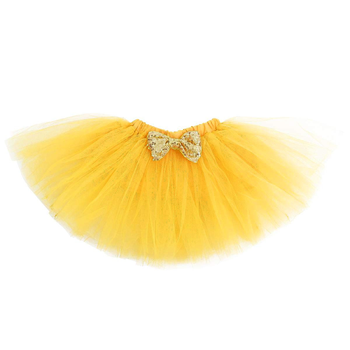 Baby Girls Half 1st 2nd Birthday Cake Smash Outfits One Year Princess Party Short Sleeve Romper Bodysuit + Tulle Tutu Skirt + Sequin Bowknot Headband + Stripes Leg Warmer Clothes Set 4PCS Yellow 1ST