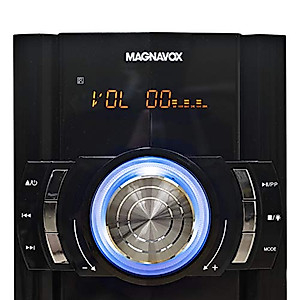Magnavox MM440 3-Piece CD Shelf System with Digital PLL FM Stereo Radio, Bluetooth Wireless Technology, and Remote Control in Black | Blue Colored Lights | LED Display | AUX Port Compatible |