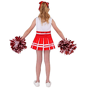 Spooktacular Creations Kids Cheerleader costume, Red Cheerleader Outfit for Girls, Child Red Cheerleading Uniform Outfit for Halloween Dress-up Parties (Medium)