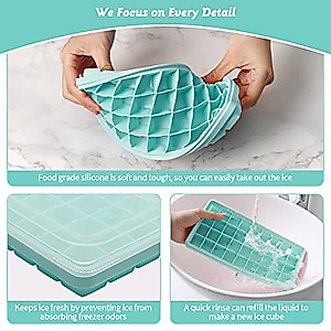 Food-grade Silicone Ice Cube Tray with Lid and Storage Bin for Freezer, Easy-Release 2 * 36 Small Nugget Ice Trays 1 ice Bucket & Scoop, Flexible Ice Cube Molds with Ice Container