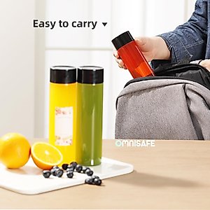 OMNISAFE 15Pcs 12Oz Rectangle Plastic Juice Bottles with Caps, Empty Reusable Clear Bottles with Leak-Proof Lid, Bulk Water Containers for Cold Drinks, Smoothie and Beverages