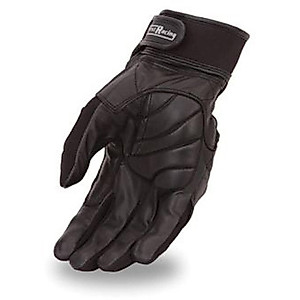 FMC Mens Motorcycle Gel Paded Palm Textile Leather Hard protection Soft Gloves Blk (M Regular)