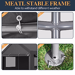 Shintenchi 12x18.5ft Heavy Duty Carport, Portable Garage with Removable Sidewalls, Doors and Ventilated Windows, All-Season Tarp for Car, UV Resistant Waterproof Carport Canopy (Grey)