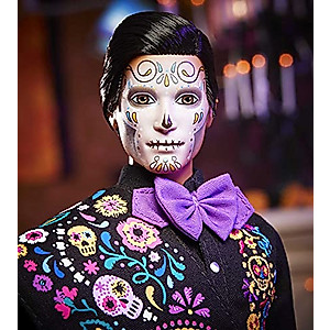 Barbie 2021 Dia De Muertos Ken Doll (12-in) Wearing Embroidered Shirt, Serape & Sombrero, with Calavera Face Paint, Gift for Collectors