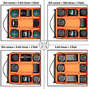Neewer® Flexible Partition Camera Padded Bag Insert Protection Handbag for SLR DSLR Mirrorless Cameras and Lenses,Flash Light,Radio Trigger,Battery and Charger,Cables and Other Camera Accessories