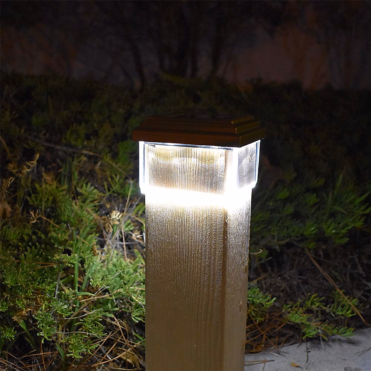 8 Pack Black Outdoor Garden 4 x 4 Solar 8 SMD LED Translucent Post Deck Cap Square Fence Light Landscape For Wood Only