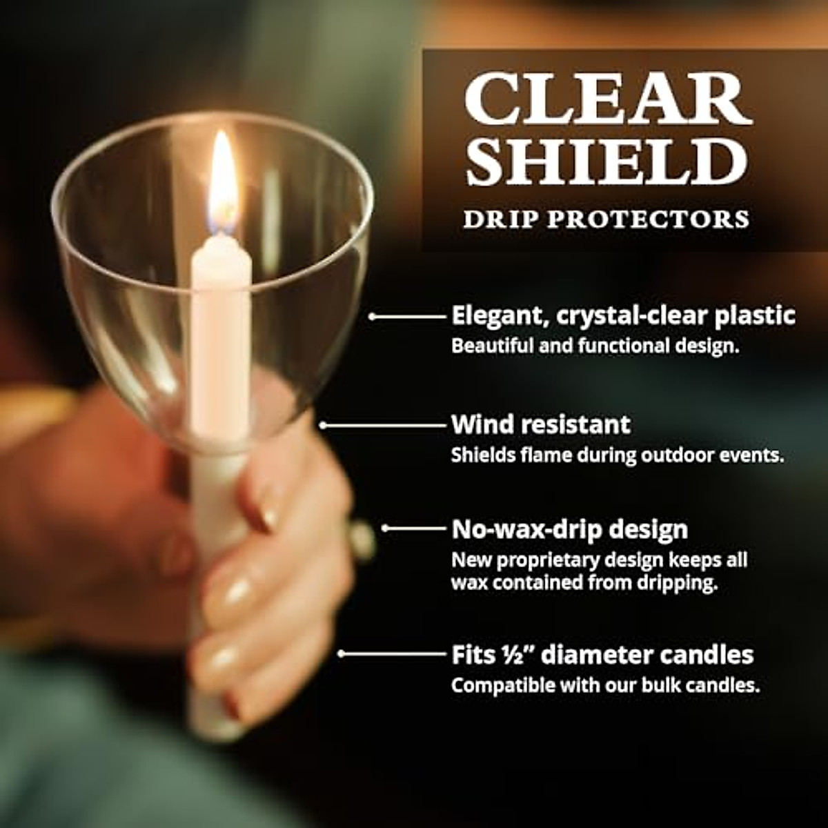 Concordia Supply Clear Shield Candle Drip Protectors - (Pack of 50) Wax Catcher for Candlesticks, Convenient for Church Vigils, Memorial Candles, Congregational Candles, & Christmas Eve Candles