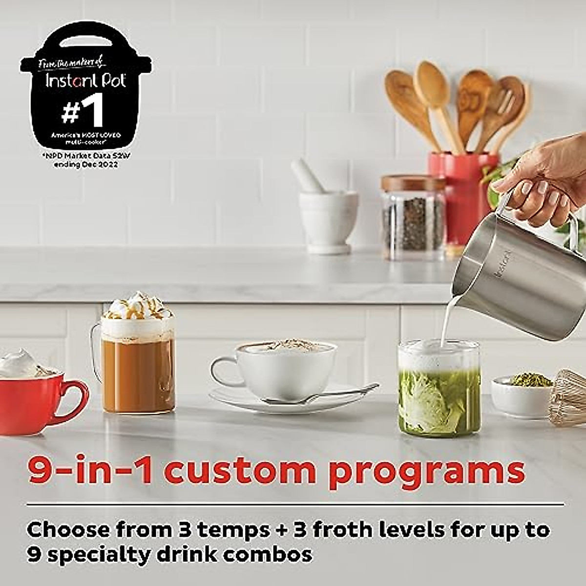 Instant Pot Instant Magic Froth 9-in-1 Electric Milk Steamer and Frother,17oz Stainless Steel Pitcher,Hot and Cold Foam Maker and Milk Warmer for Lattes,Cappuccinos,Macchiato